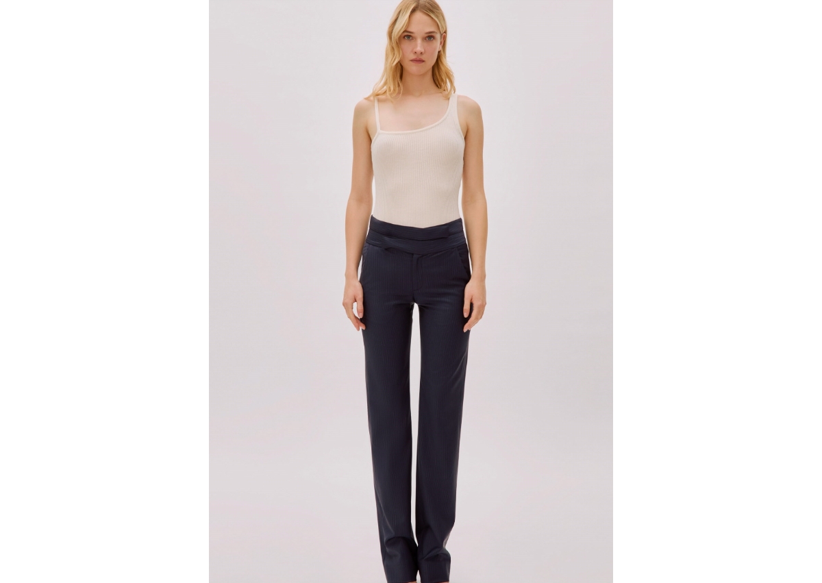 Click here for Labeca London Womens Midnight Wool Pinstripe Pants prices