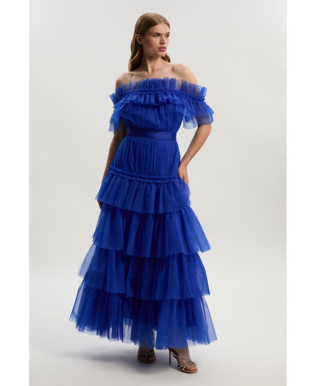 Click here for Karen Millen Womens Tulle Off Shoulder Maxi Dress... prices