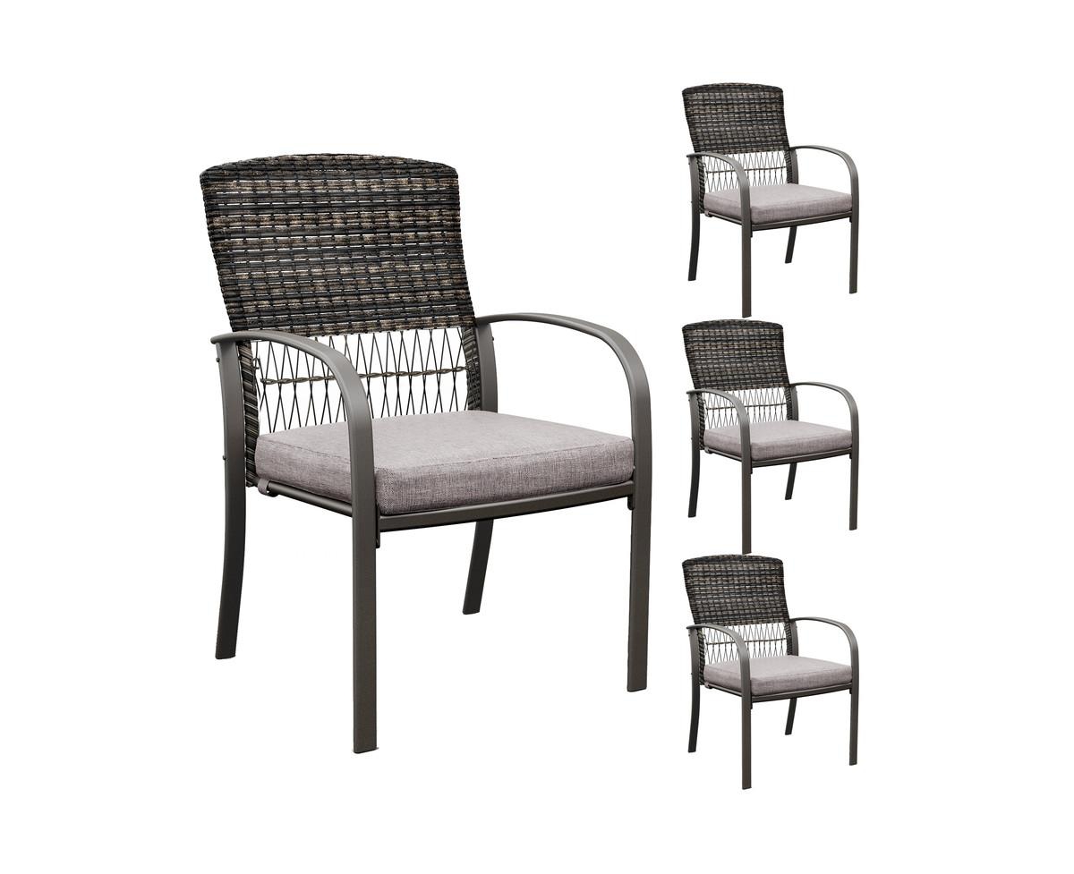 Click here for Outdoor rattan chair Set of 4 - Grey prices