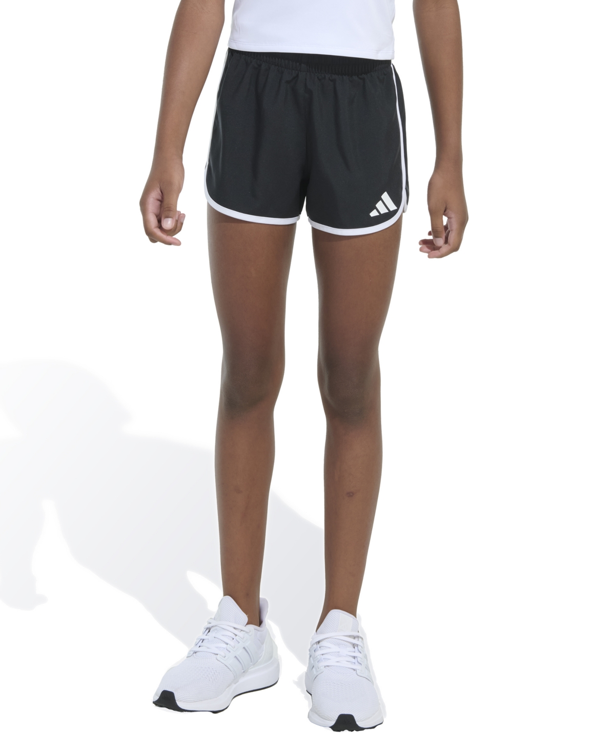 Click here for adidas Girls 8-16 Pacer Pull-On Shorts - Black prices