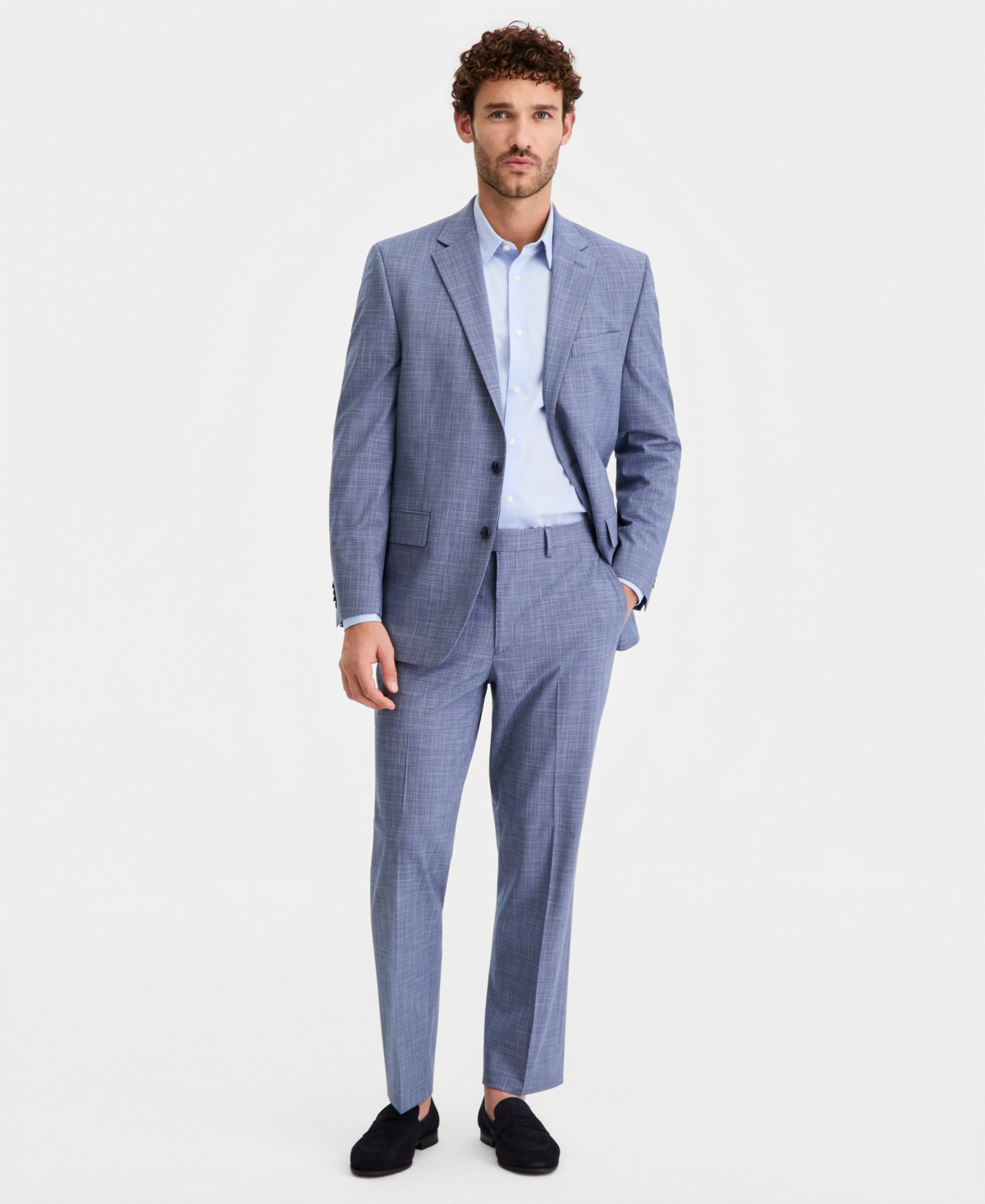 Click here for Perry Ellis Portfolio Mens Modern-Fit Suit - Blue prices