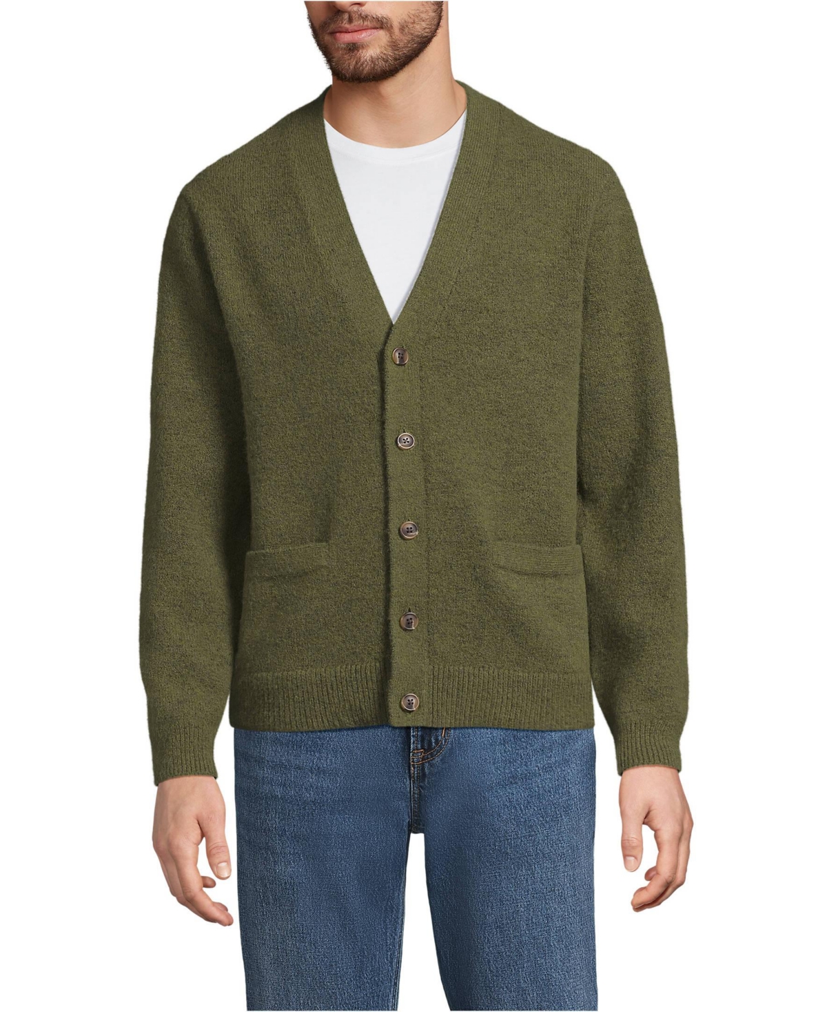 Click here for Lands End Mens Long Sleeve Fuzzy Argyle Cardigan S... prices