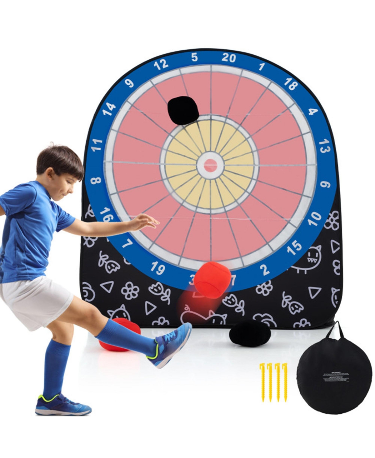 Click here for Large Dart Board for Kids with 4 Kick Balls - Blac... prices