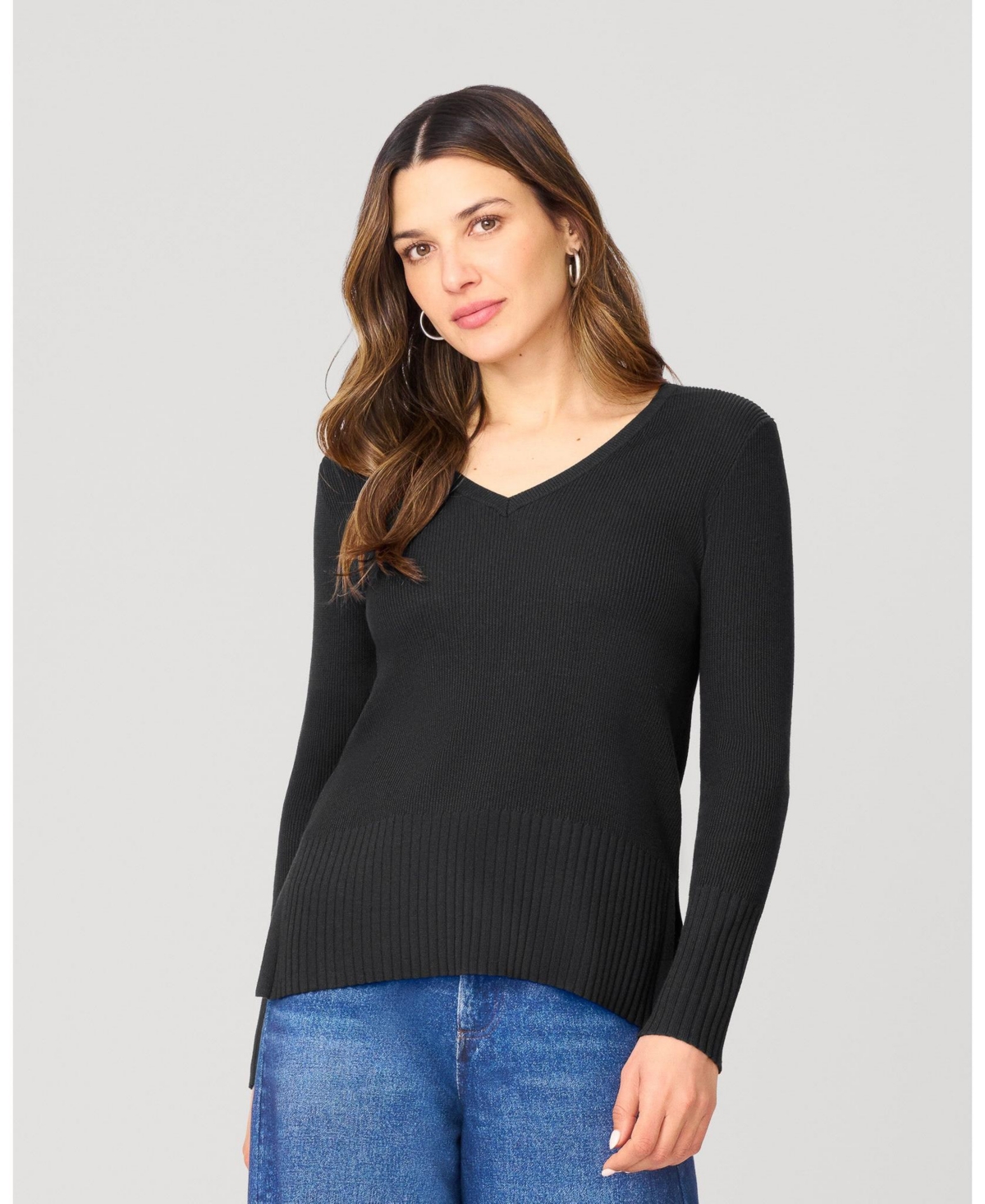 Click here for Cable & Gauge Womens V-Neck Rib Tunic Sweater - Je... prices