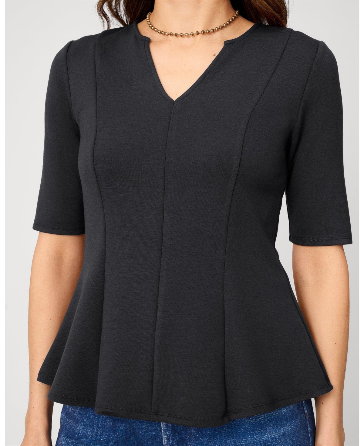 Click here for Cable & Gauge Womens Minimalist Scuba Peplum Top -... prices