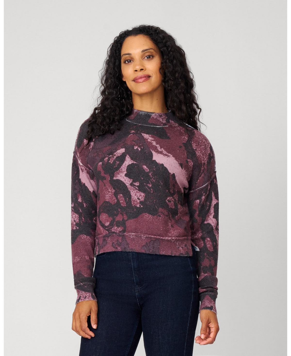 Click here for Cable & Gauge Womens Abstract Mock Neck Sweater -... prices