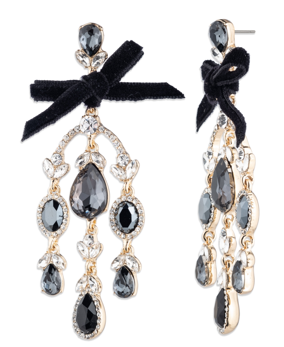 Click here for Givenchy Glass Stone Gold-Tone Jet Velvet Bow Chan... prices