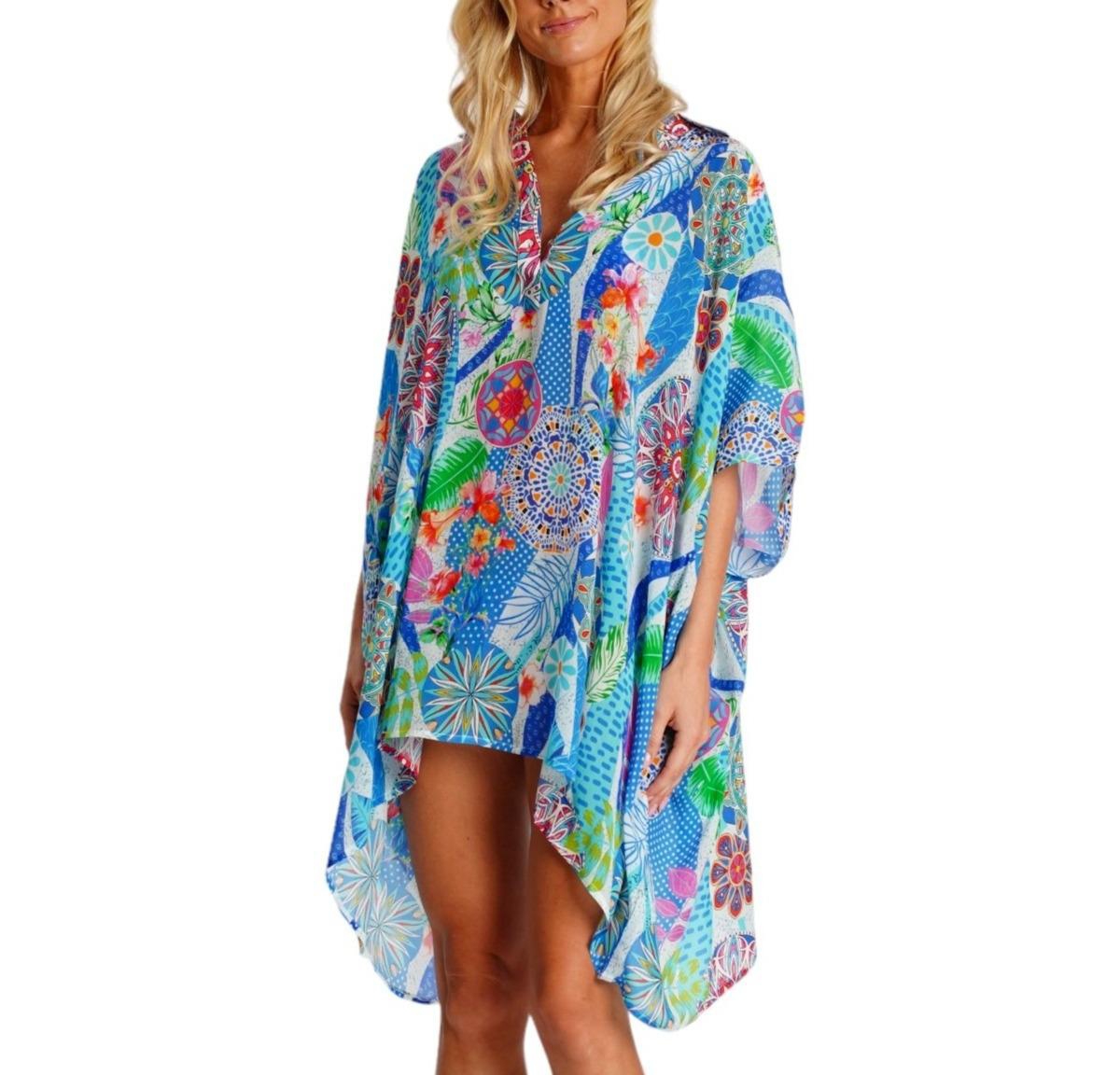 La Moda Clothing Womens Short Asymmetrical Kaftan Dress