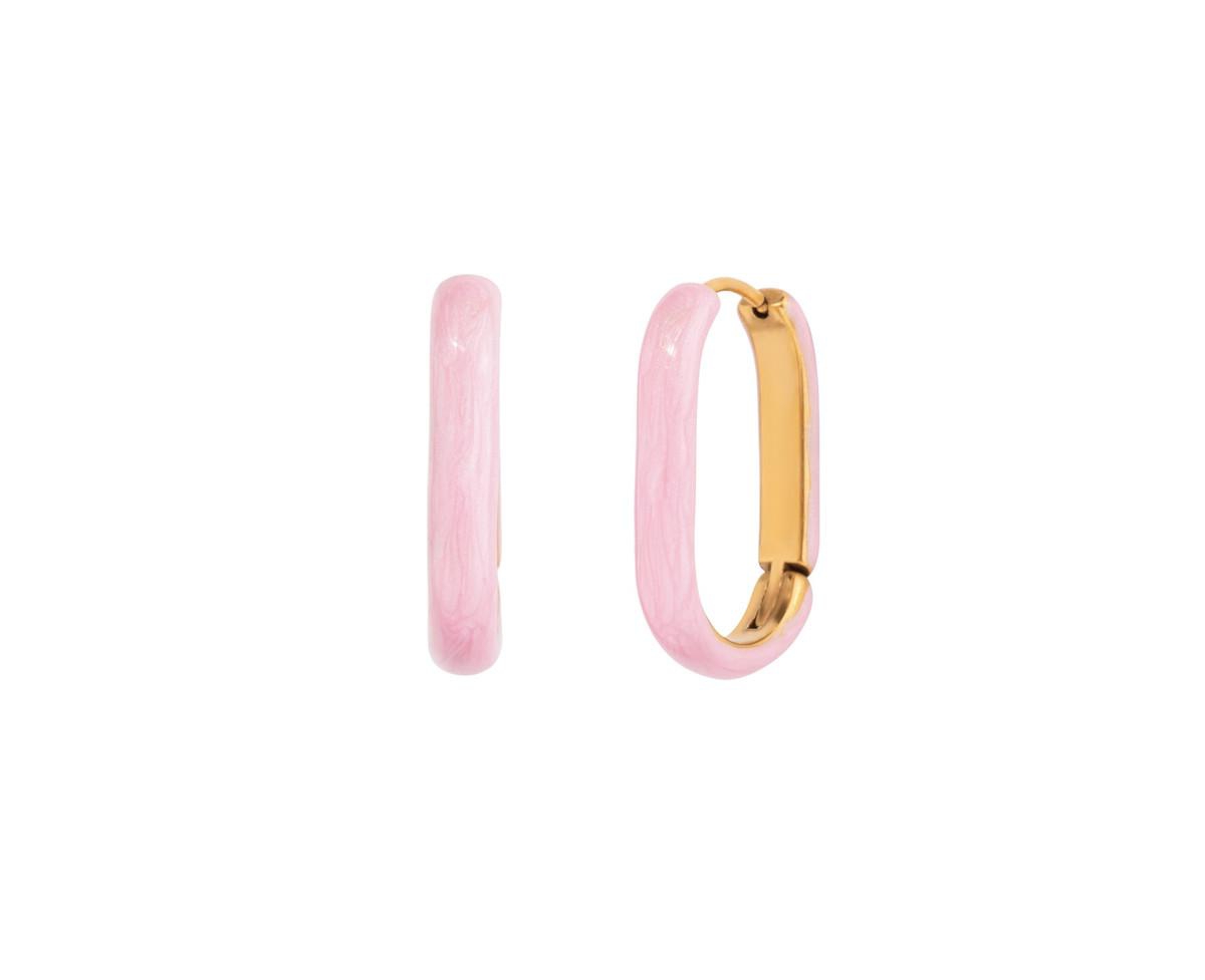 Click here for Oval Pink Enamel Hoops - Pink prices