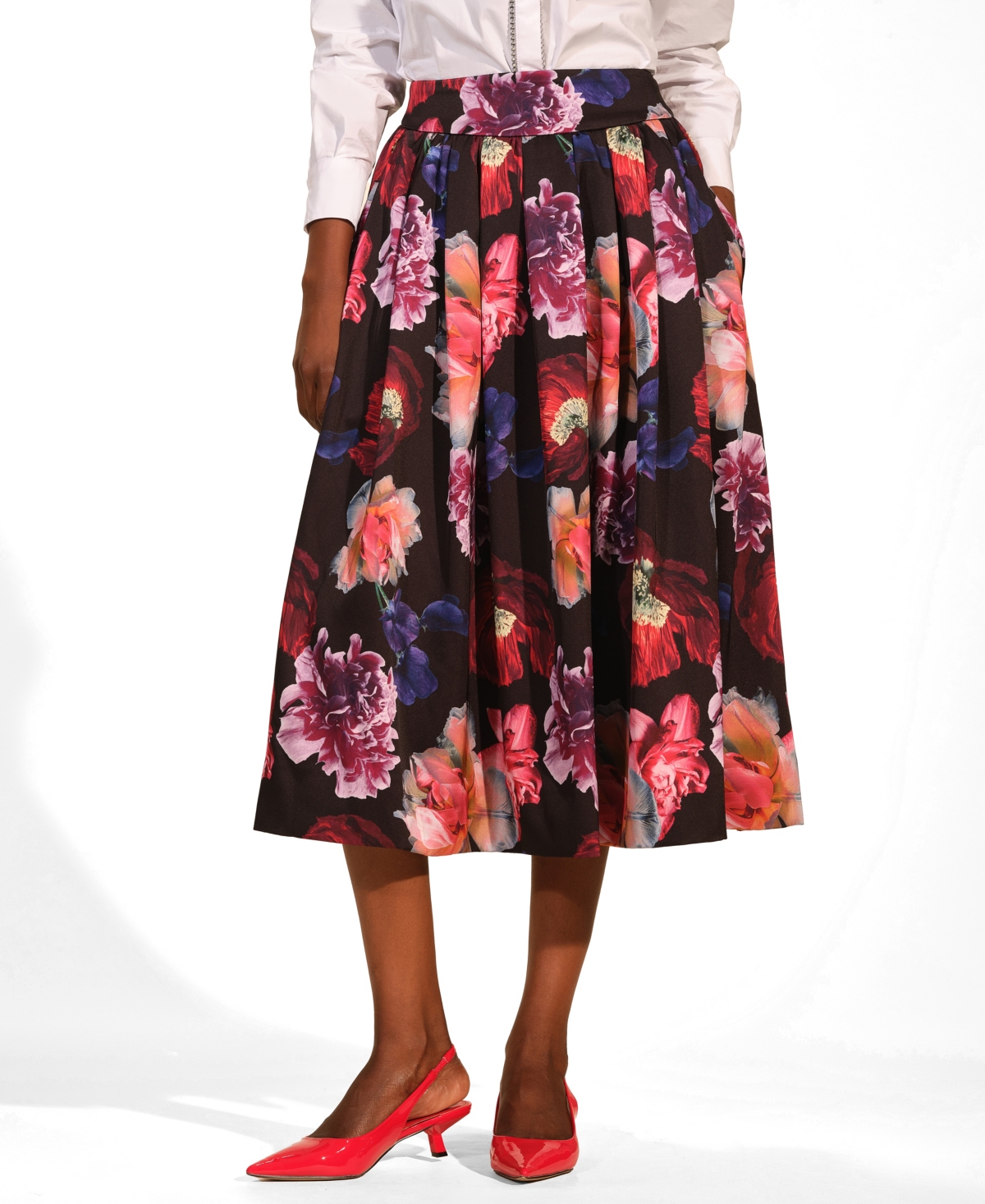 Click here for Isaac Mizrahi Womens A-Line Satin Midi Skirt - Fle... prices