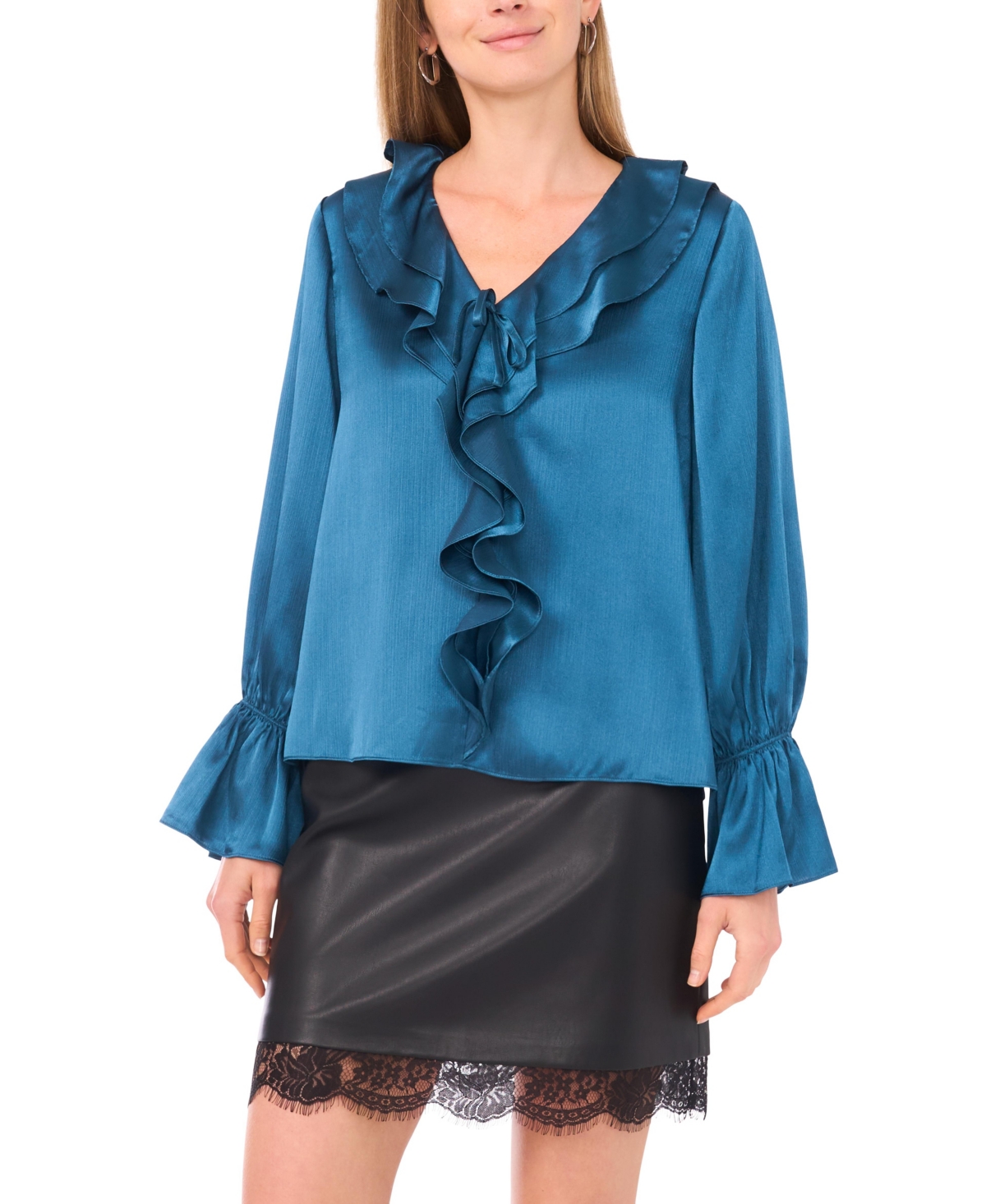 Click here for Vince Camuto Womens Ruffled V-Neck Bell-Sleeve Blo... prices