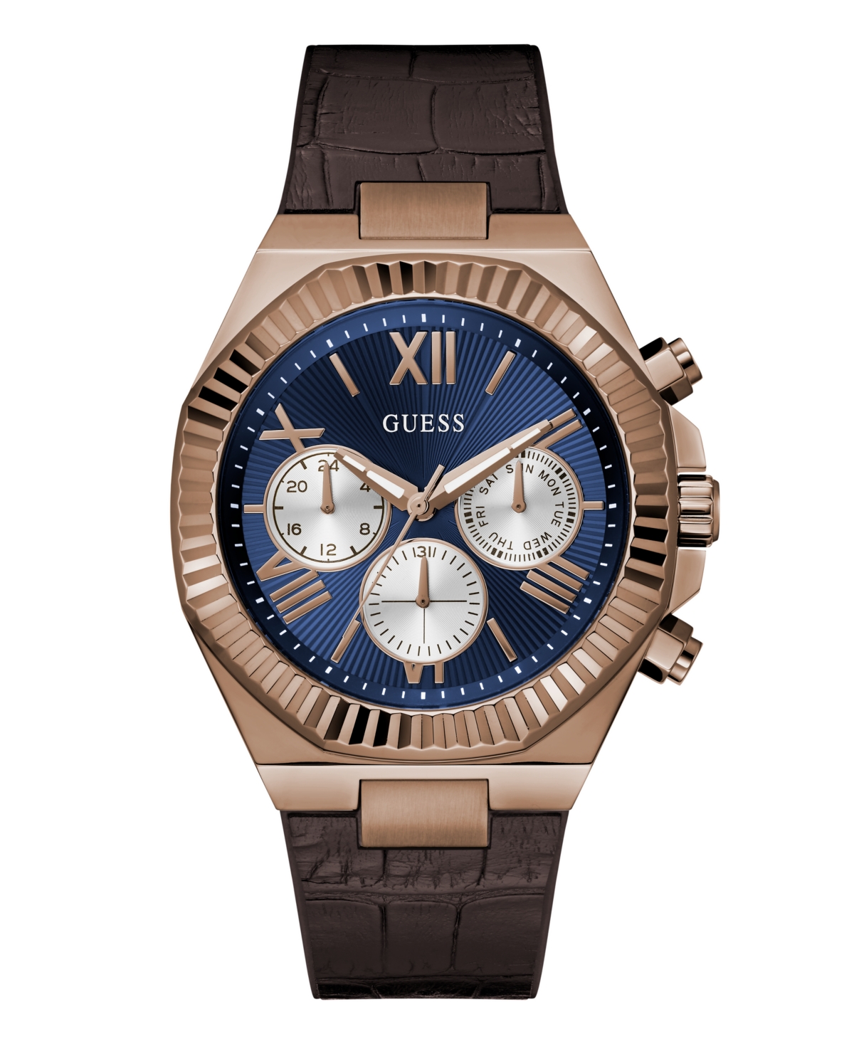 Click here for Guess Mens Brown Multi-Function Watch  44mm - Brow... prices