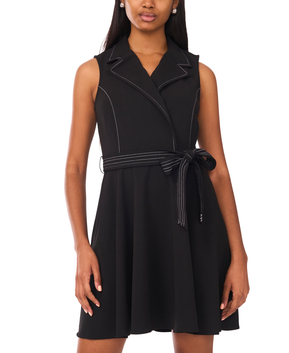 Click here for Msk Womens Sleeveless Self Belt Wrap Dress - Black prices