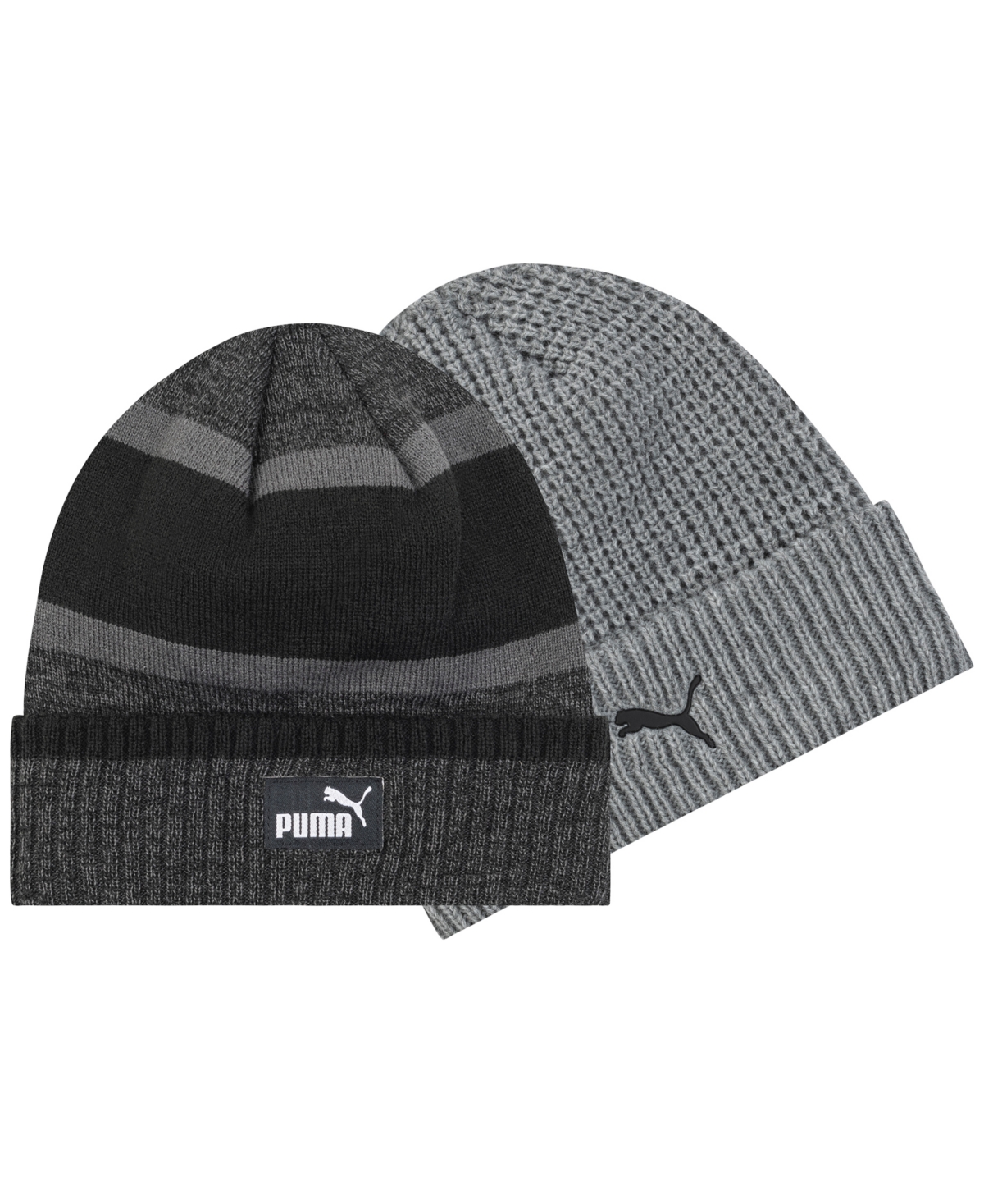 Click here for Puma Mens 2-Pack Marled Cuff Beanie - Gray / Black prices