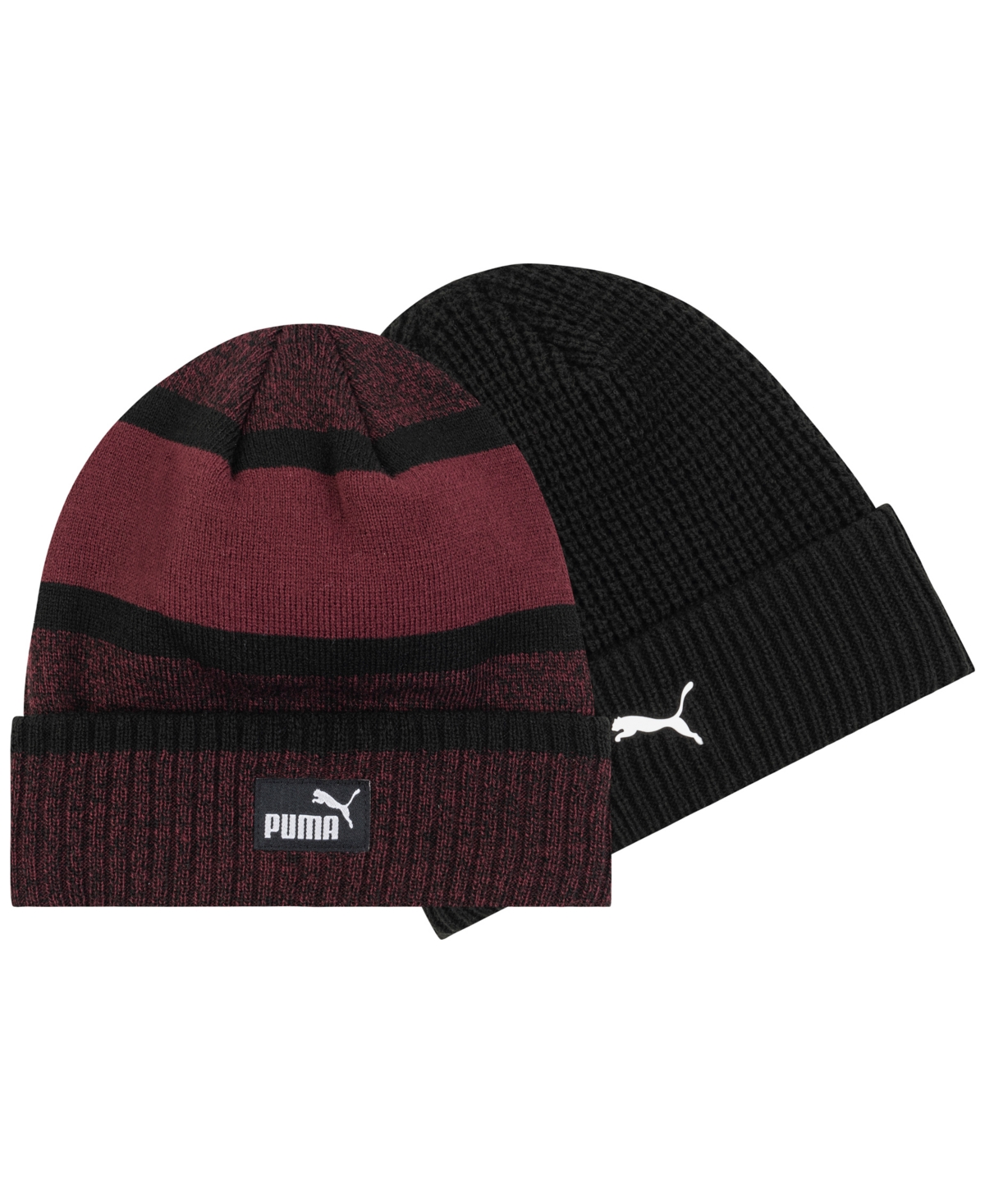 Click here for Puma Mens 2-Pack Marled Cuff Beanie - Burgundy/Bla... prices