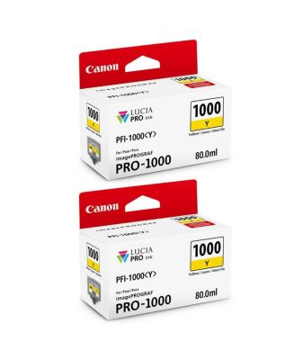 Canon 2 Pack PFI 1000Y Yellow LUCIA PRO Ink Cartridge for image PROGRAF ...