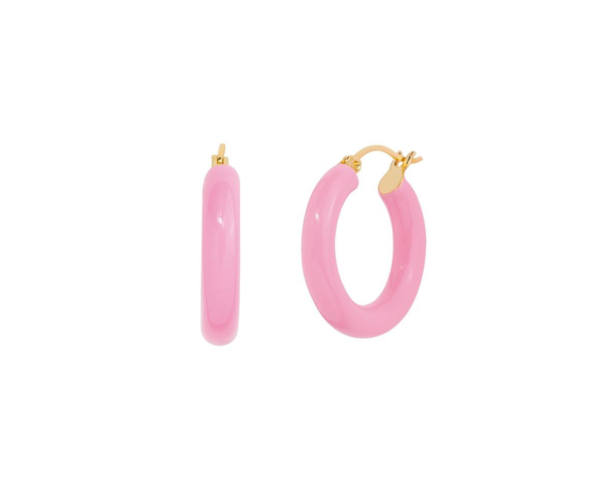 Click here for Sasha Pink Enamel Hoops - Pink prices