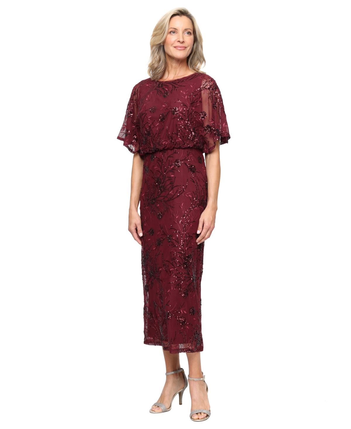 Click here for Sl Fashions Womens Sequined Blouson Midi Dress - W... prices