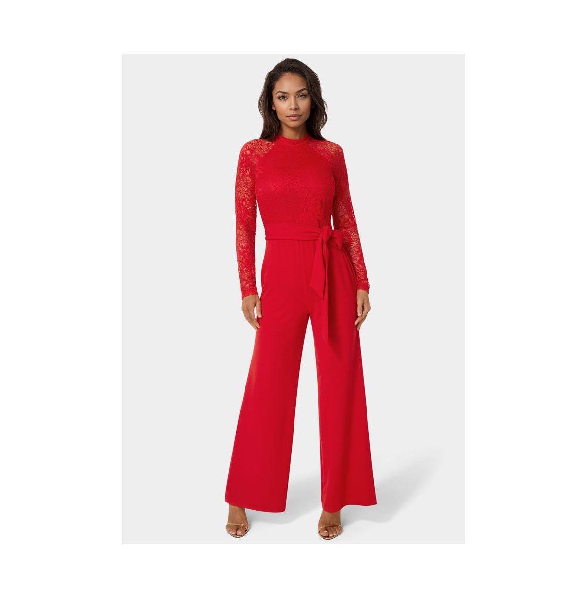 Click here for Bebe Womens Lace and Bodice Straight Leg Jumpsuit... prices