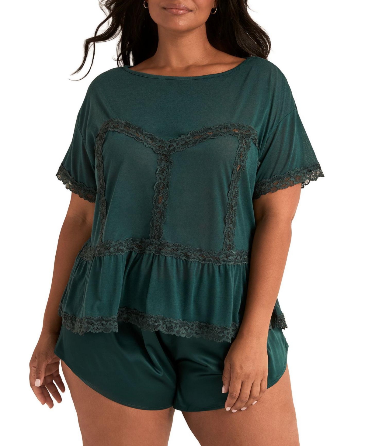 Click here for Adore Me Plus Size Patrice Pajama Set - Dark green prices