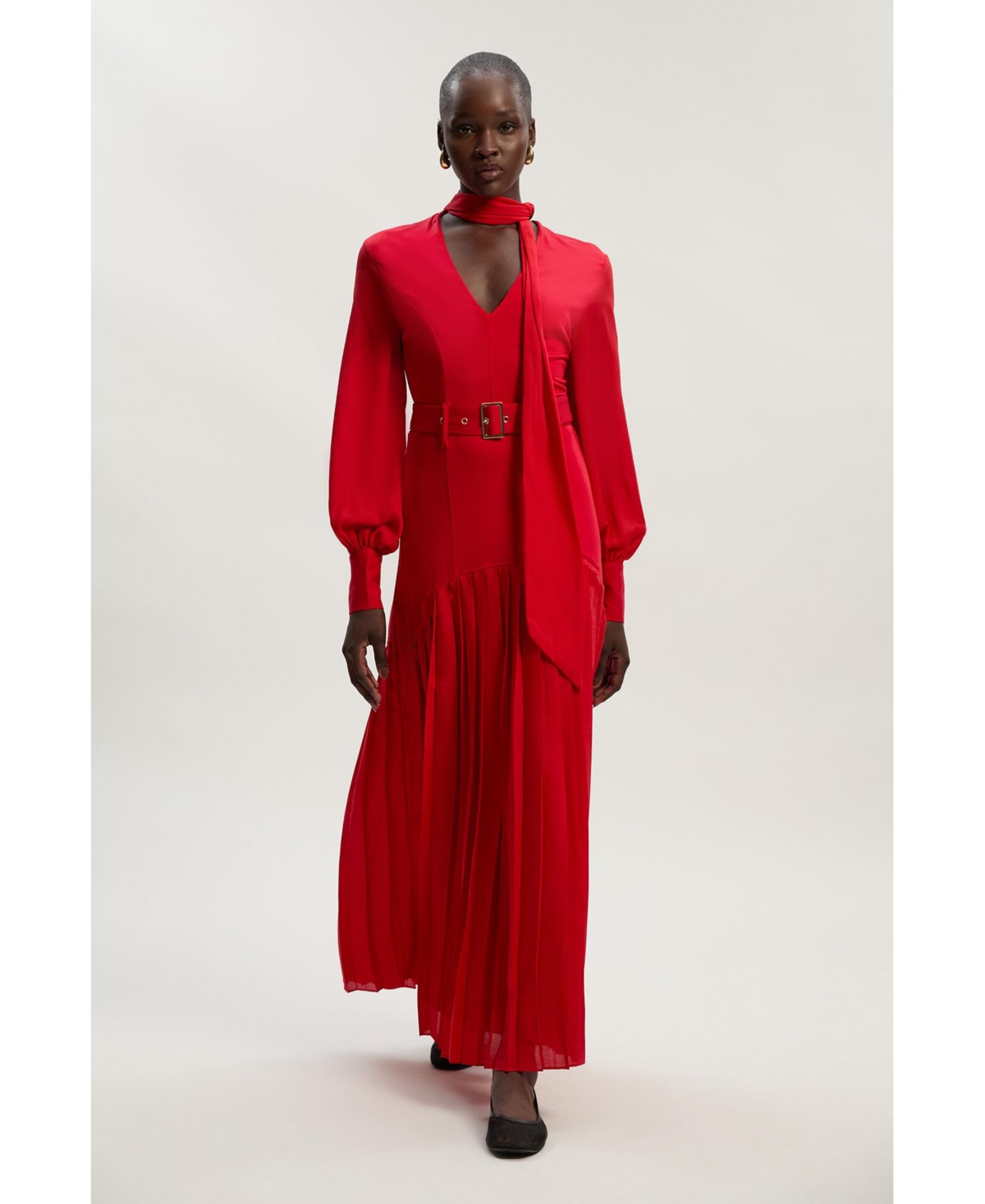 Click here for Karen Millen Jersey Ponte Georgette Mix Midi Dress... prices