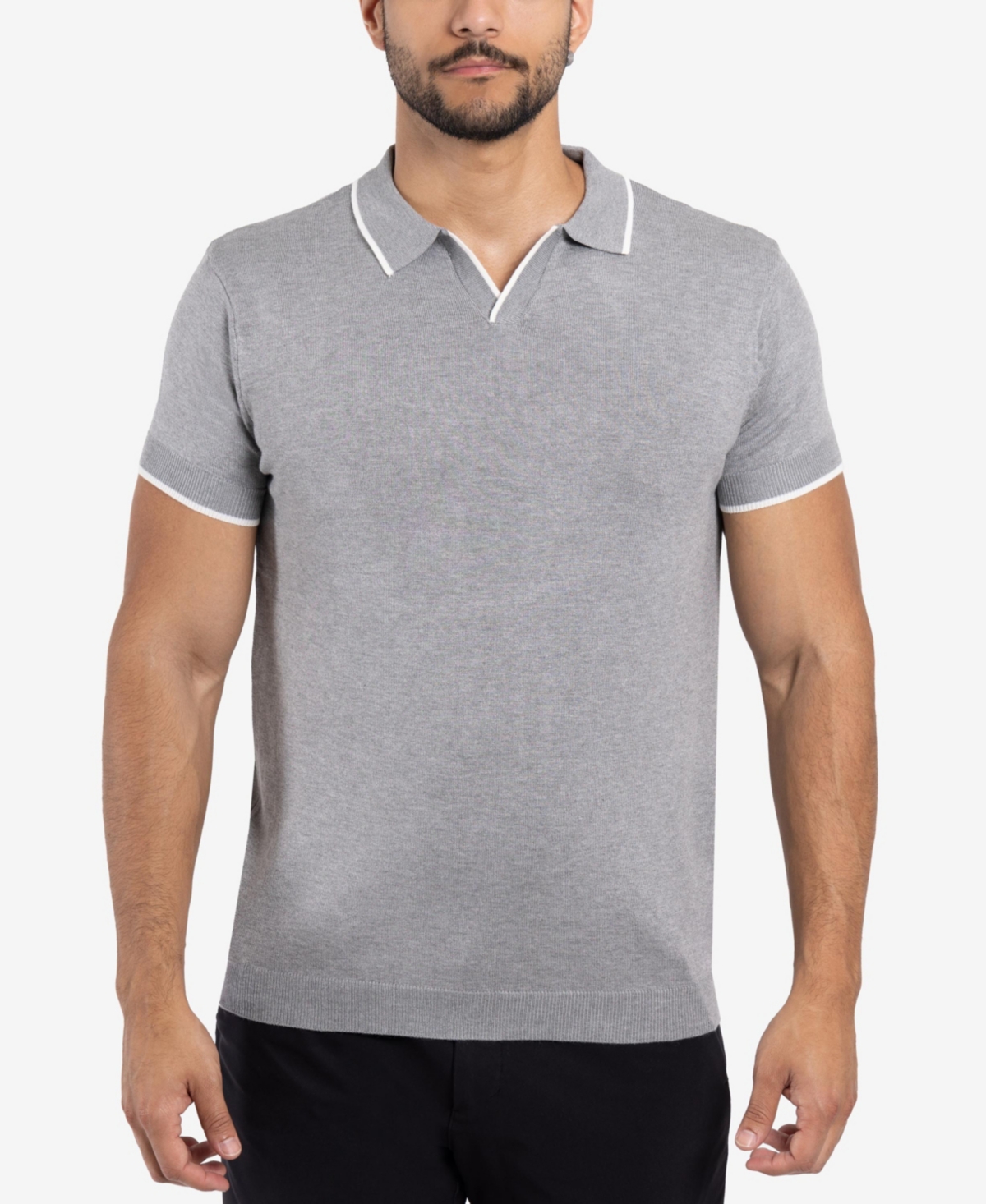 Click here for Xray Mens Collar V-Neck Polo Sweater - Heather gre... prices