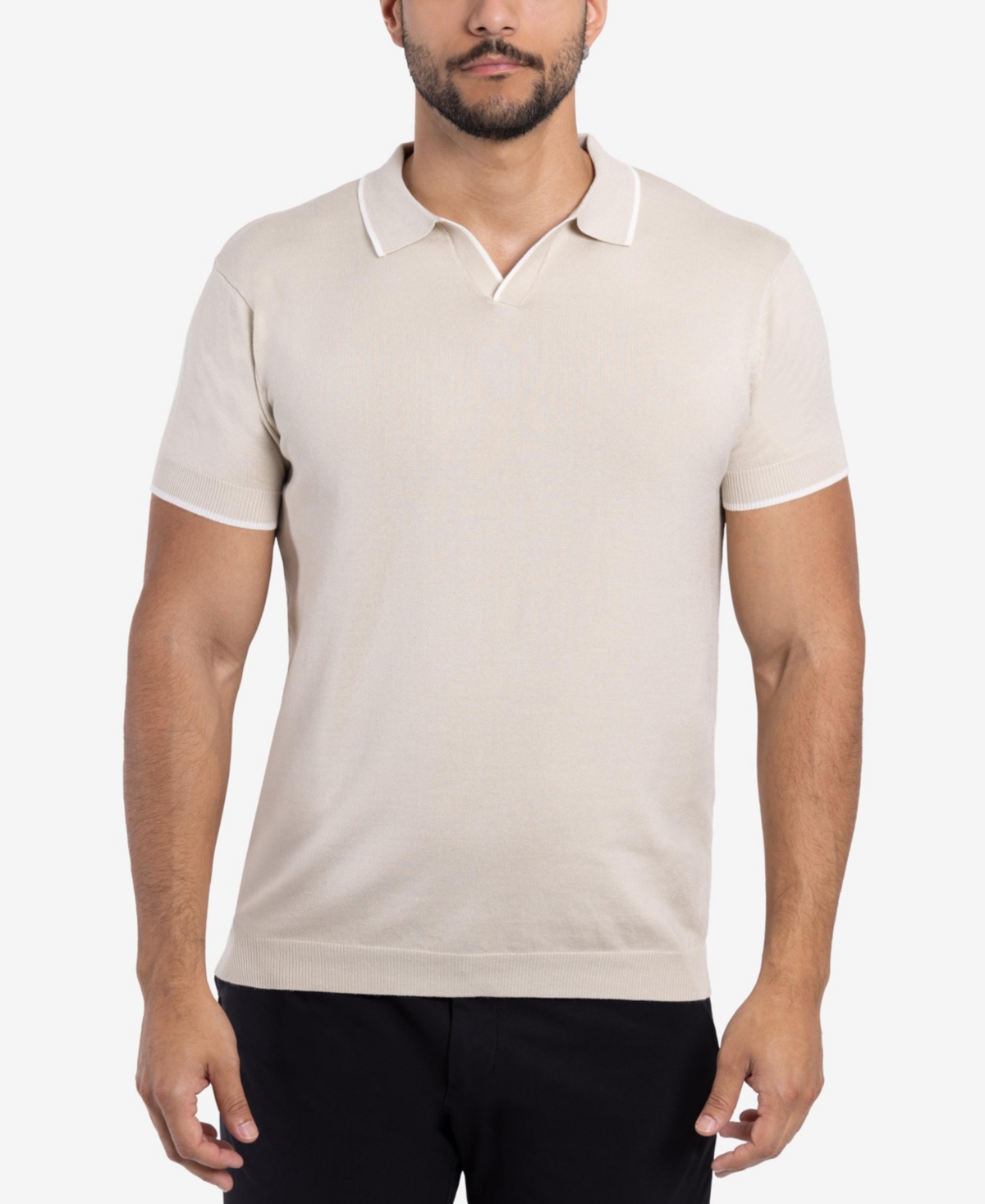 Click here for Xray Mens Collar V-Neck Polo Sweater - Oatmeal prices