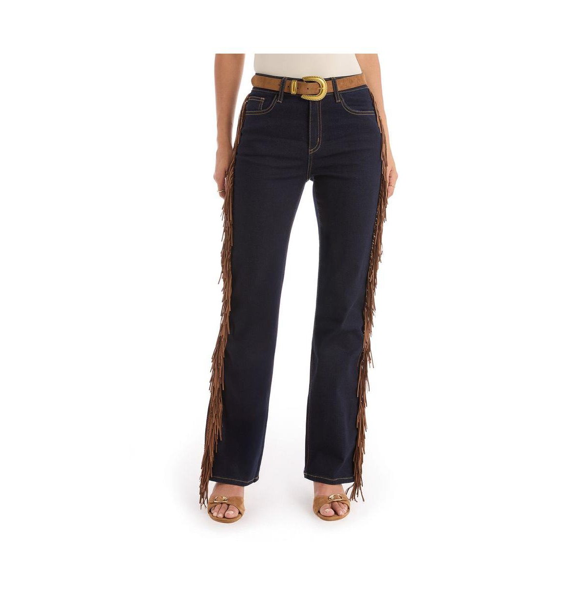 Click here for The Noli Shop Womens Ryder Fringe Jean - Indigo -... prices