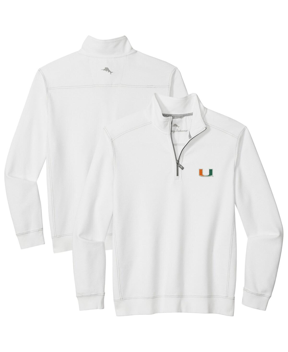 Tommy Bahama Mens White Miami Hurricanes Montego Bay Half-Zip Jacket - White