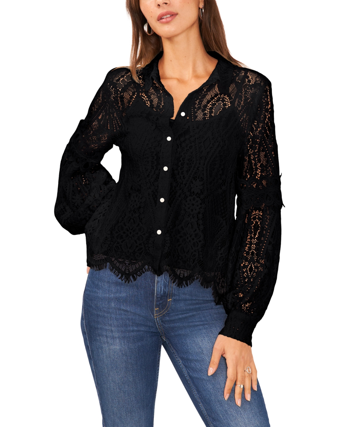 Click here for Vince Camuto Womens Long Sleeve Top - Rich Black prices