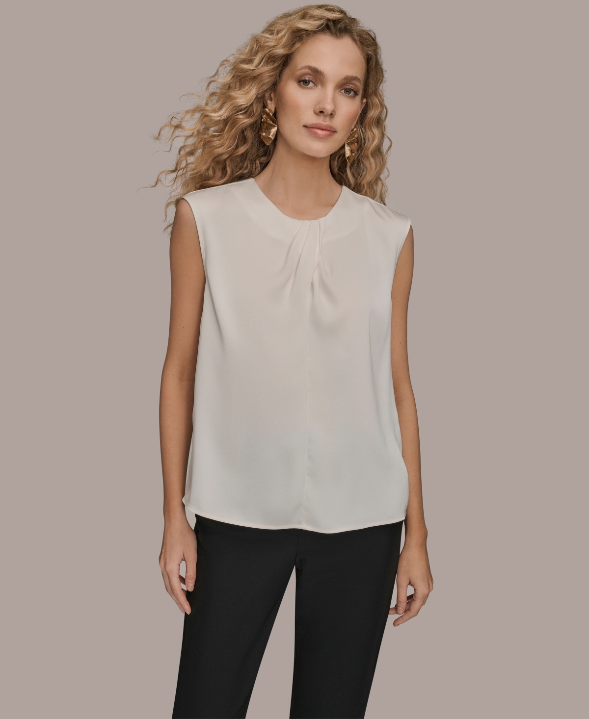 Click here for Donna Karan New York Womens Solid Sleeveless Twist... prices