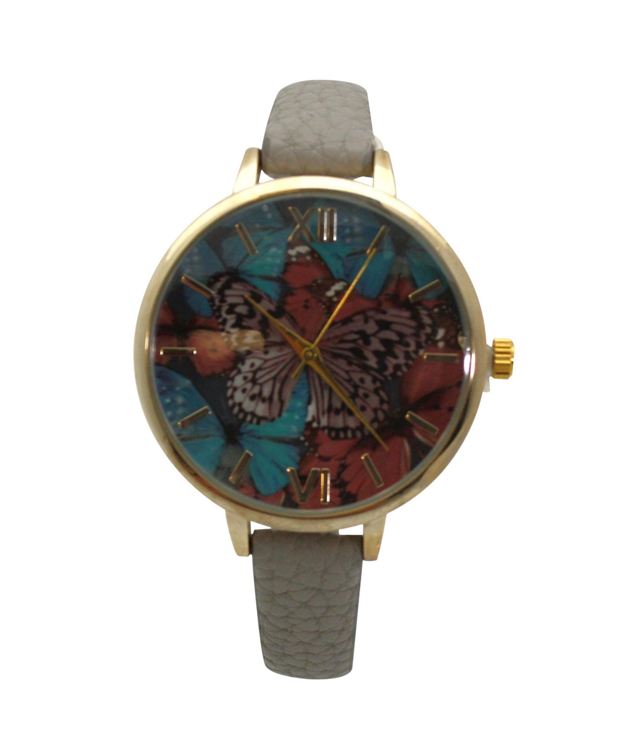 Click here for Olivia Pratt Gray Faux Leather Butterflies Dial Wo... prices