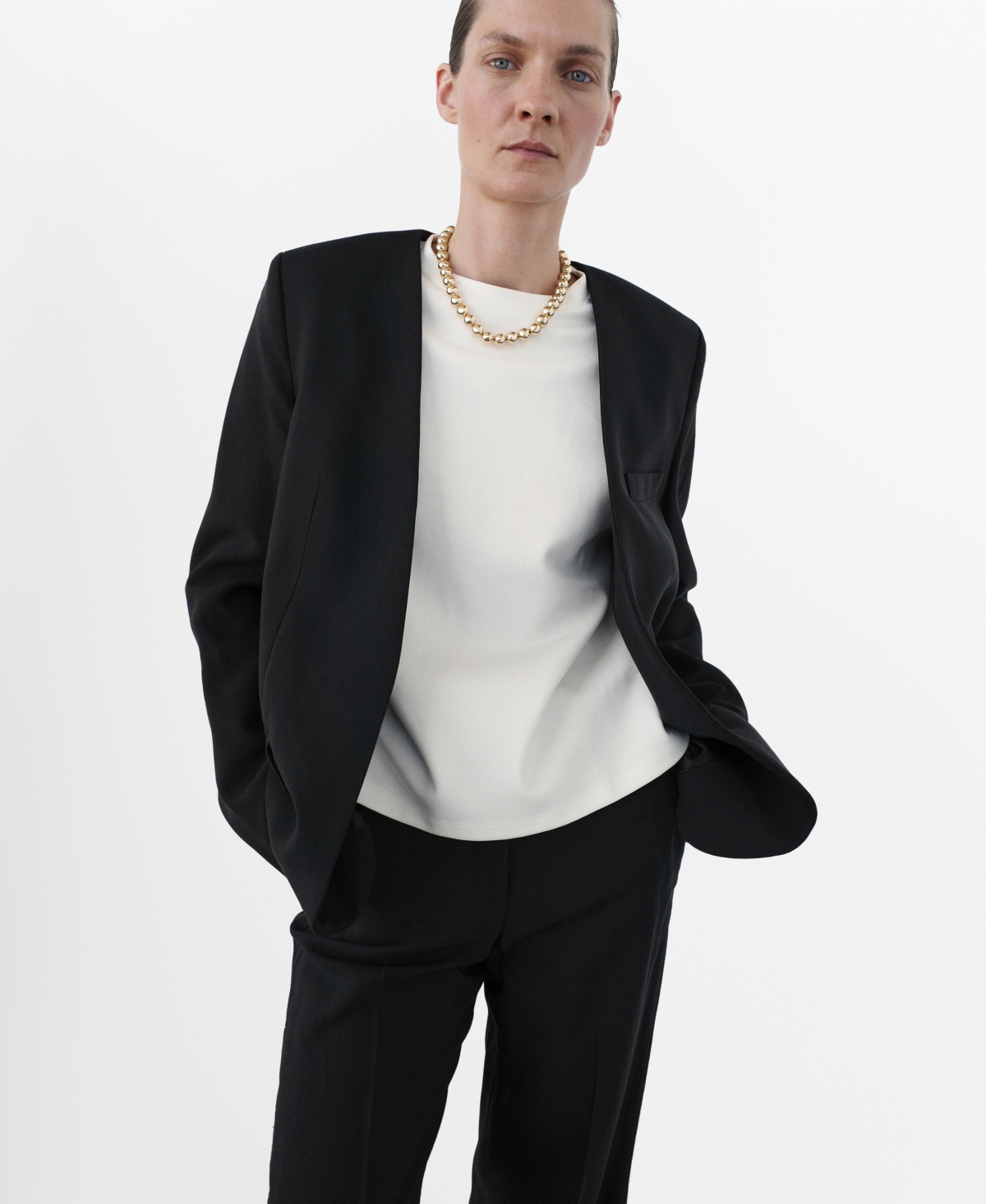 Click here for Mango Womens Without Lapels Suit Jacket - Black prices