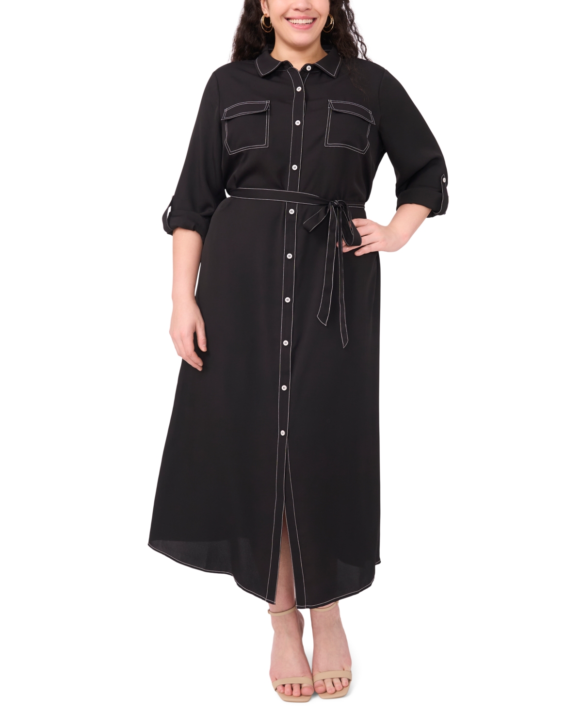 Click here for Vince Camuto Plus Size Button Up Shirtdress - Rich... prices