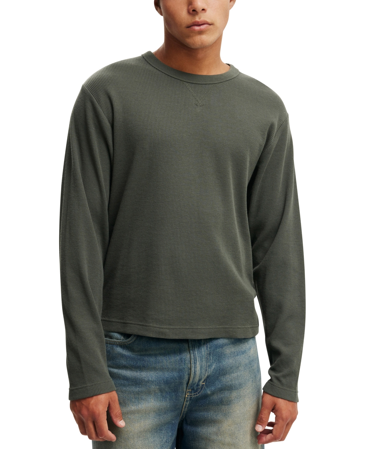 Click here for Cotton On Mens Cropped Fit Textured T-shirts - Gra... prices