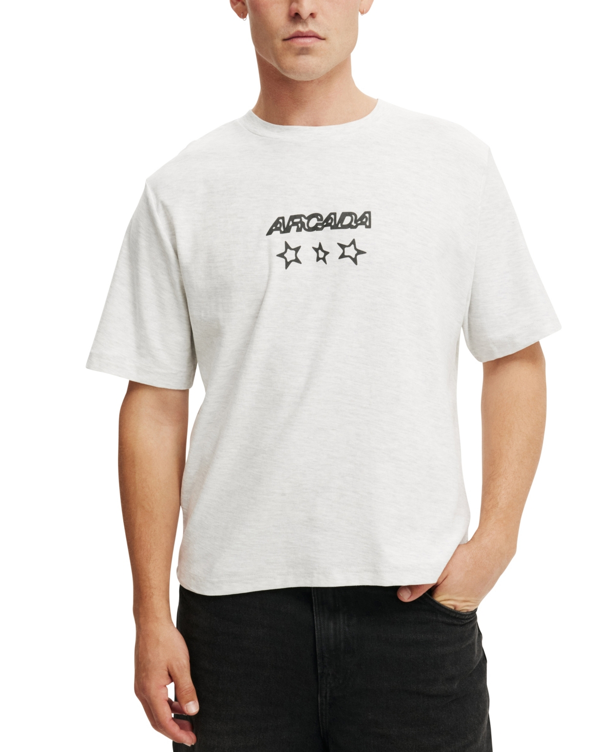 Click here for Cotton On Mens Cropped Fit Graphic T-Shirt - White prices