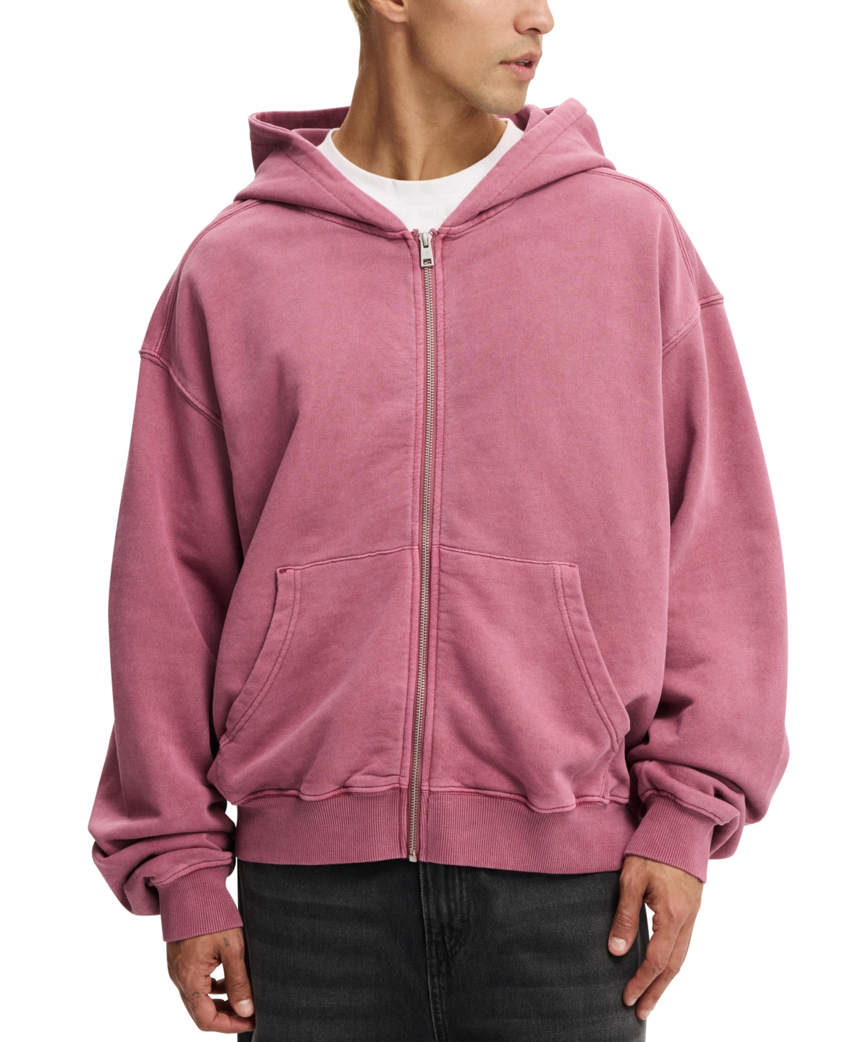 Click here for Cotton On Mens Cropped Zip Up Hoodie - Pink prices