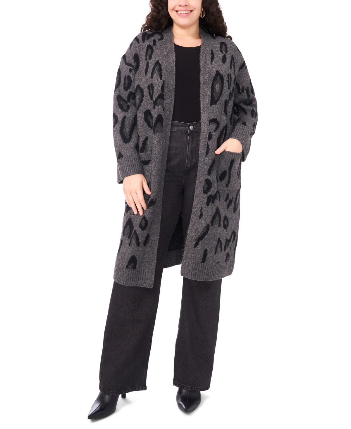 Click here for Vince Camuto Plus Size Animal Print Long Cardigan... prices