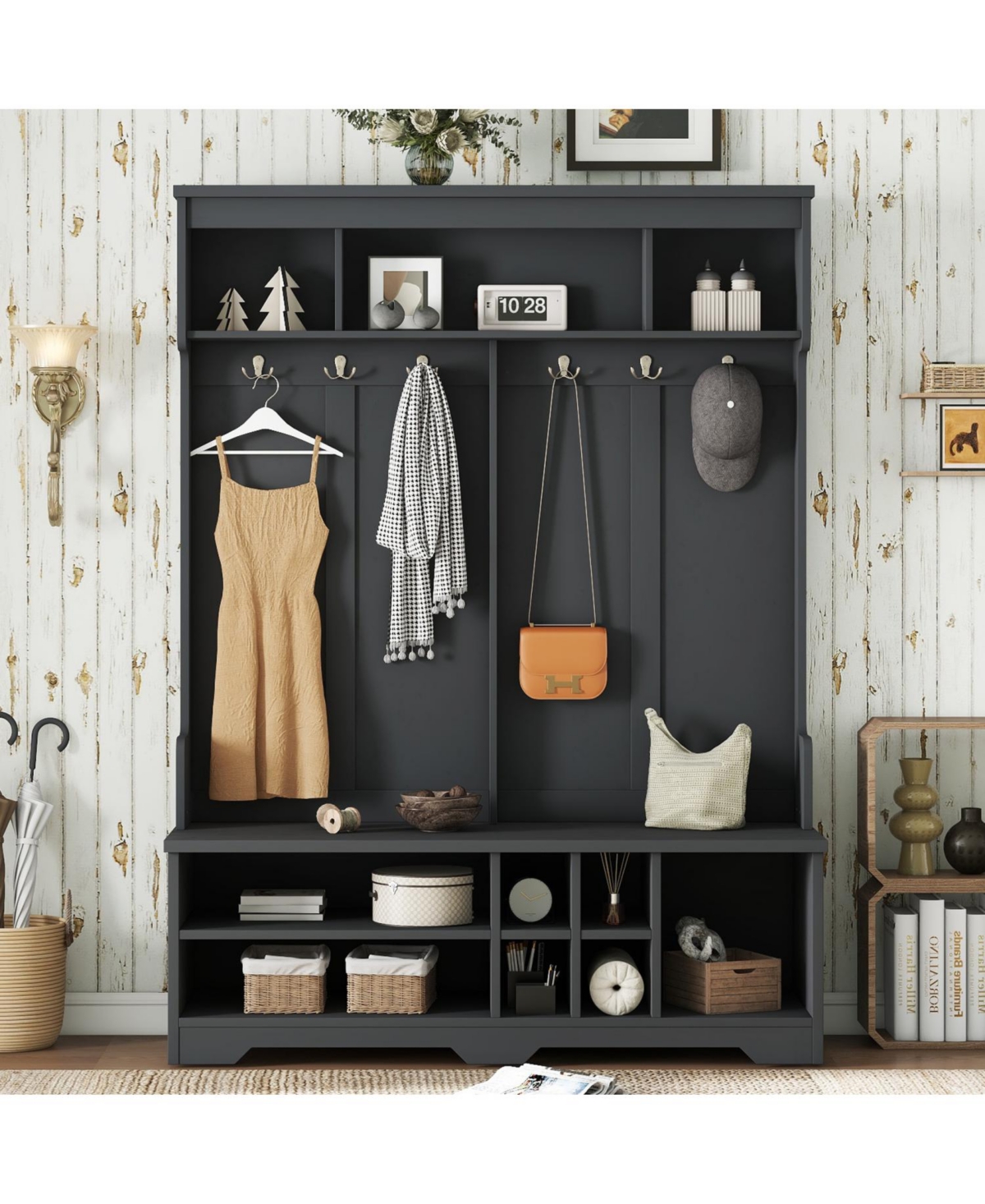 Click here for Streamdale Hall Tree Coat Rack Shoe Cubby Storage... prices