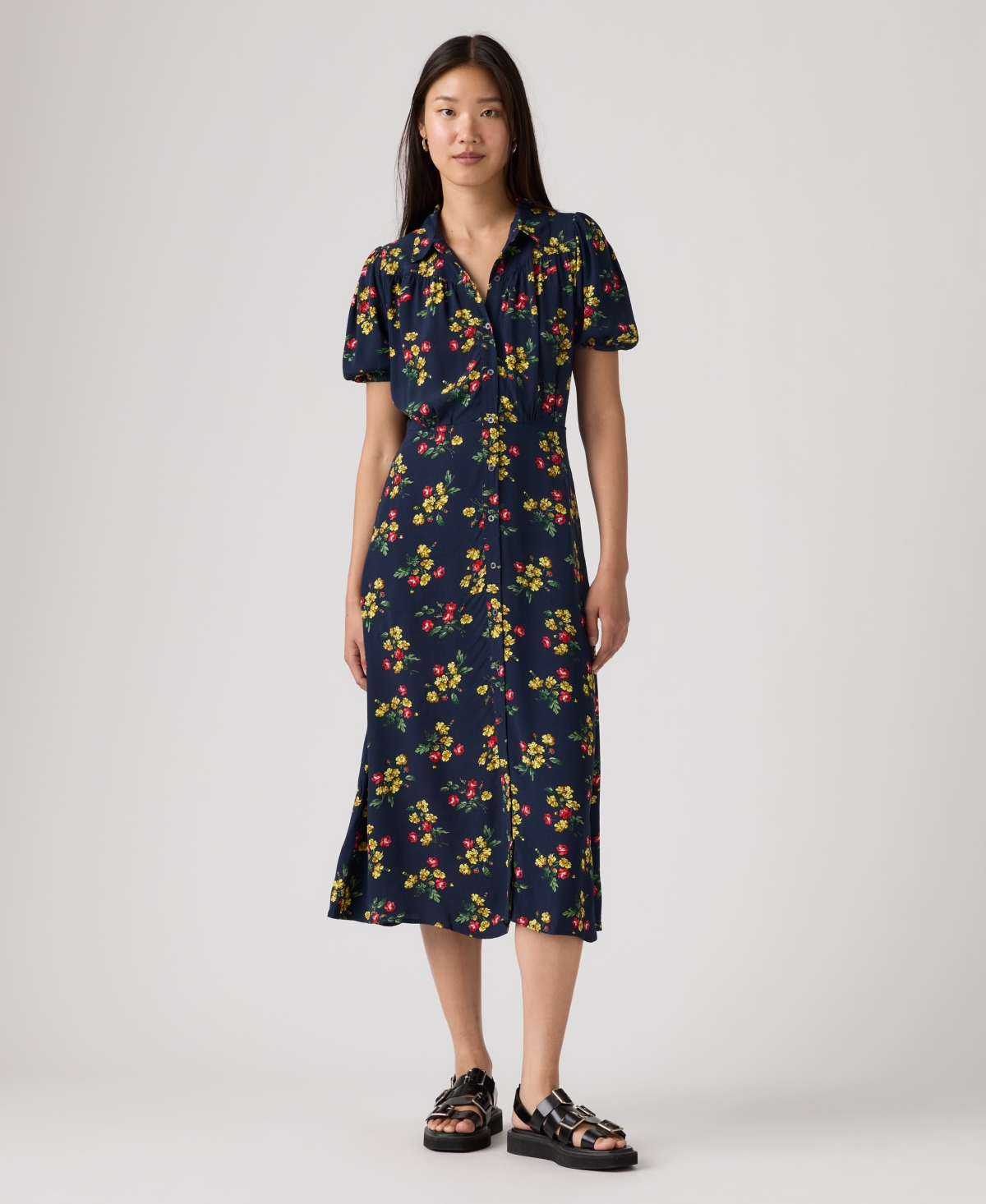 Click here for Levis Womens Rosa Short Sleeve Midi Dress - Navy prices