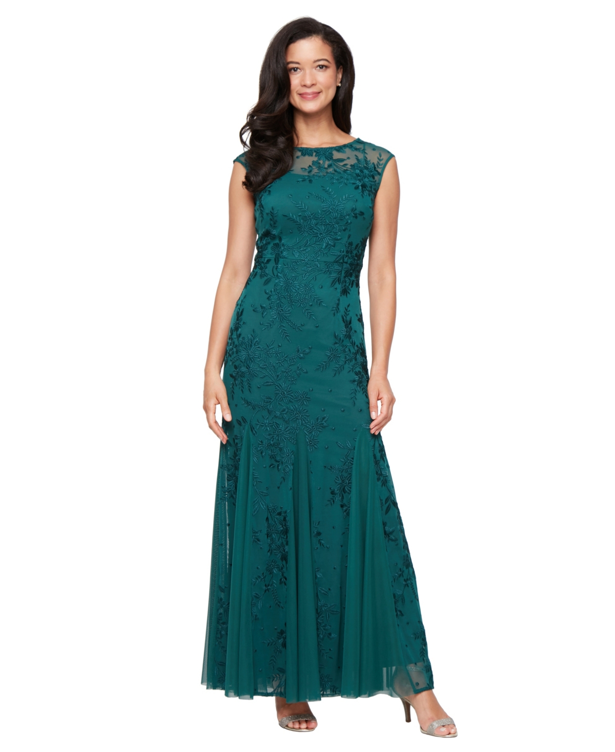 Click here for Alex Evenings Petite Cap Sleeve Long A-Line Dress... prices
