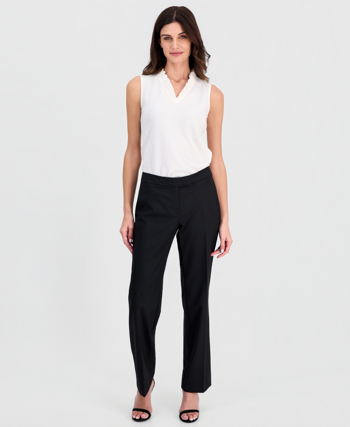 Click here for Anne Klein Bi-Stretch Modern Dress Pants - Black prices