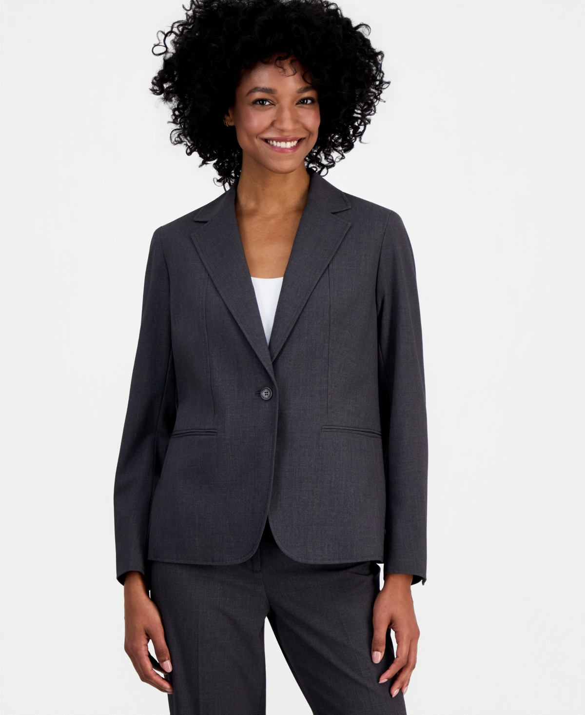 Click here for Anne Klein Single-Button Notched-Lapel Blazer - Zi... prices