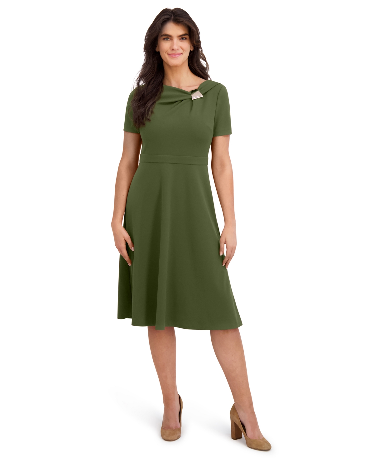 Click here for London Times Womens One-Shoulder Midi Fit and Flar... prices