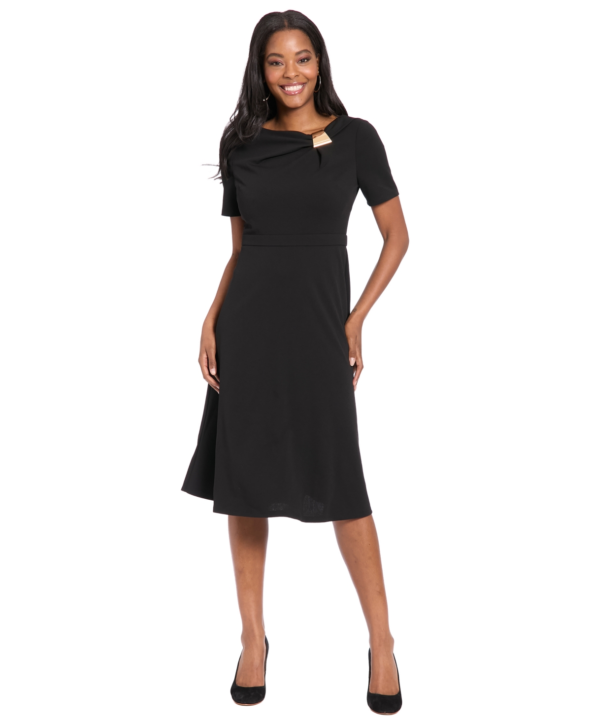 Click here for London Times Womens One-Shoulder Midi Fit and Flar... prices