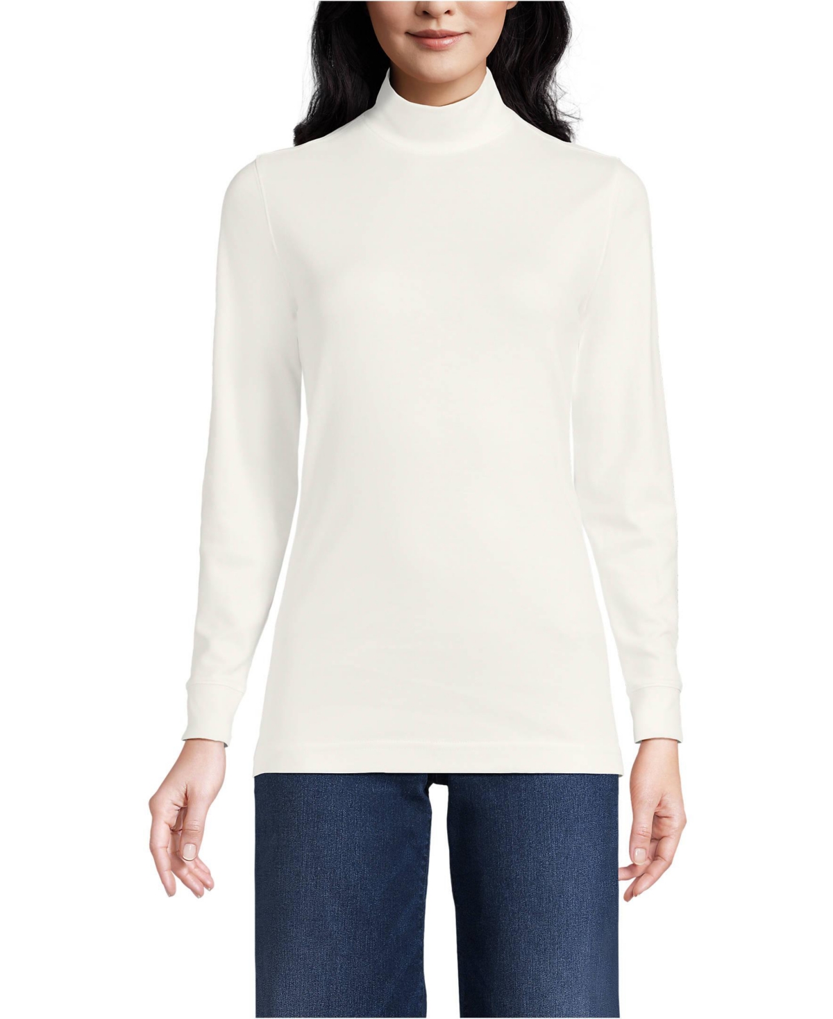 Click here for Lands End Womens Relaxed Cotton Long Sleeve Mock T... prices