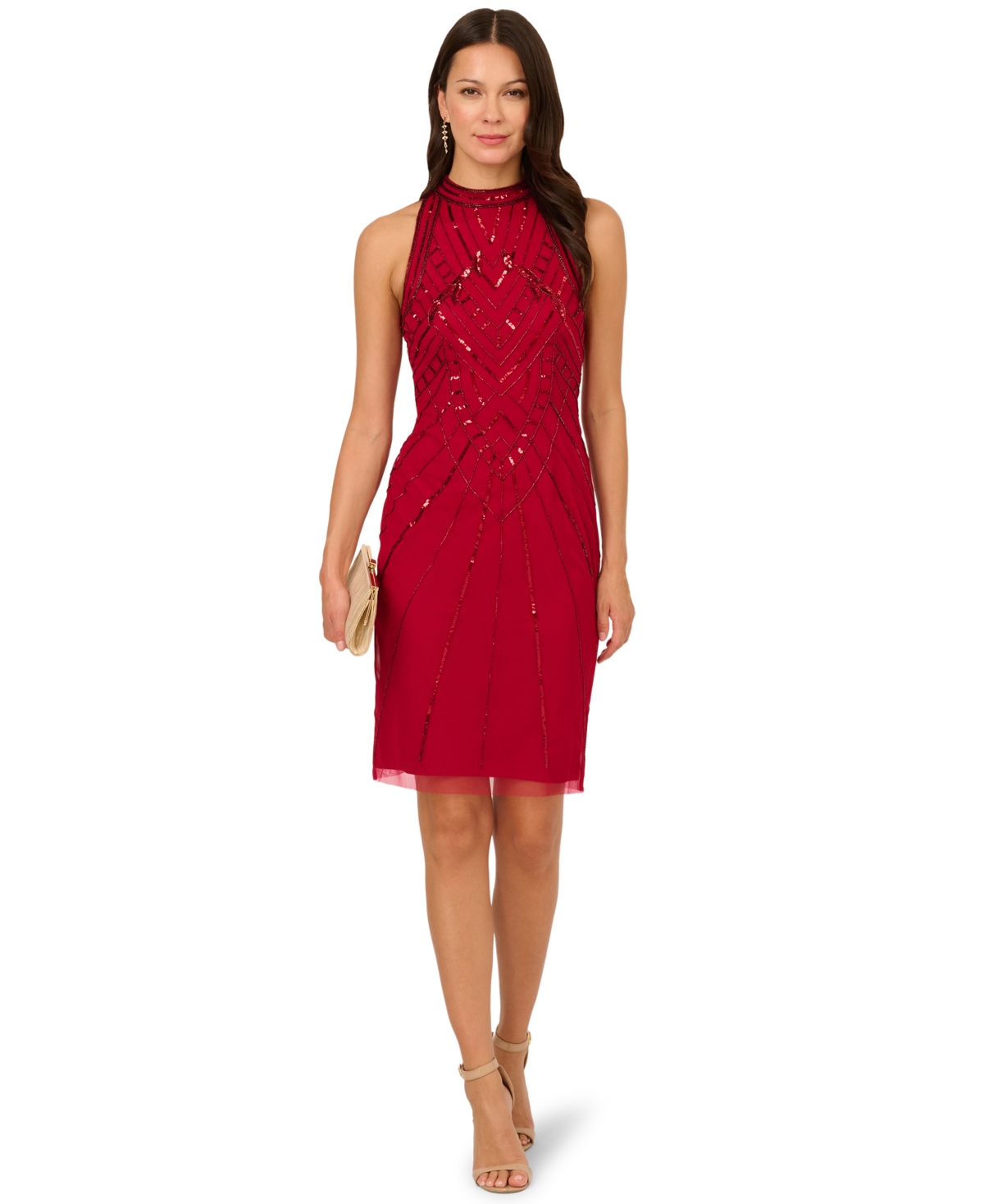 Click here for Adrianna Papell Womens Beaded Sleeveless Dress - C... prices