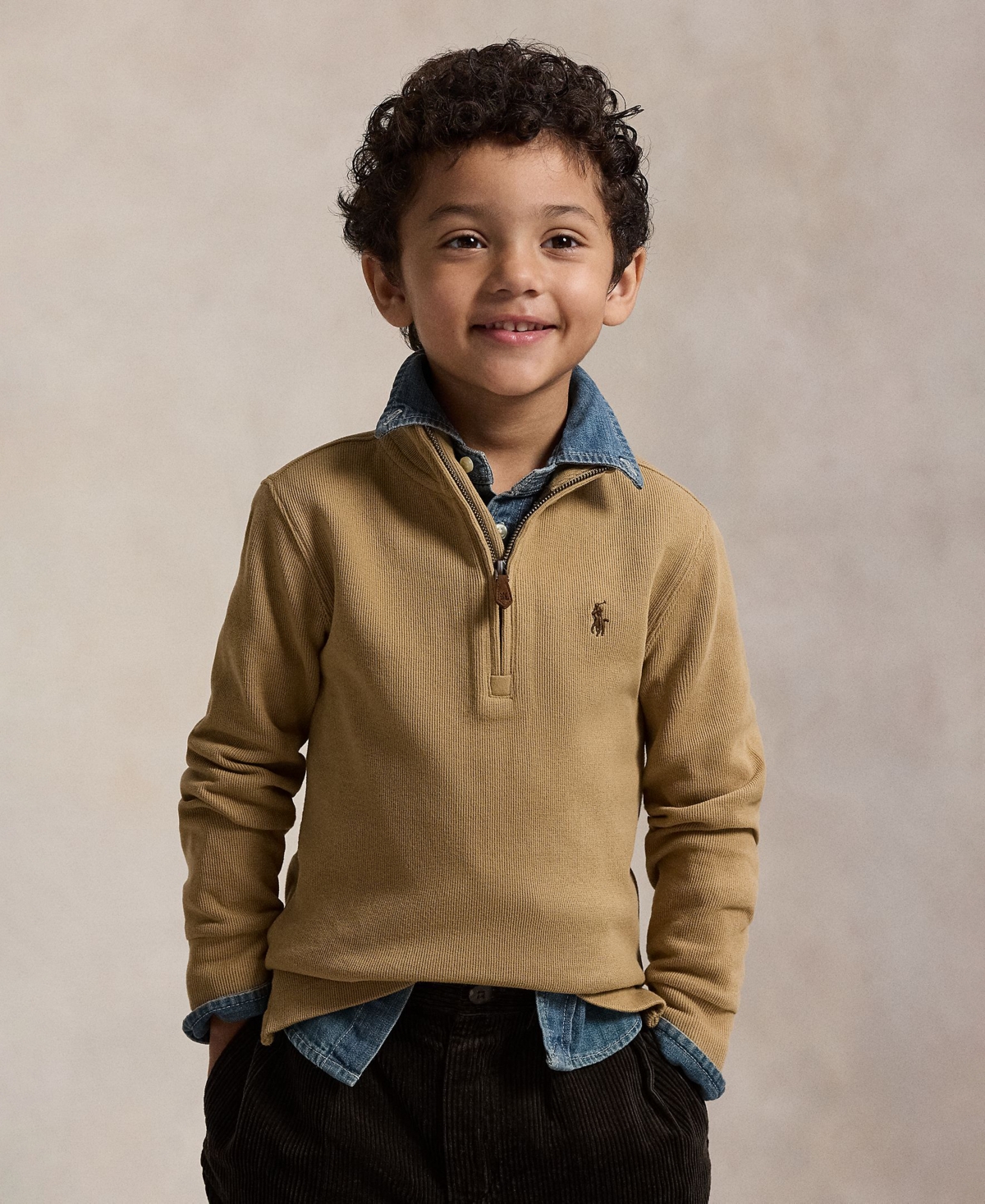 Click here for Polo Ralph Lauren Boys 2-7 Quarter-Zip Shirt - Cam... prices