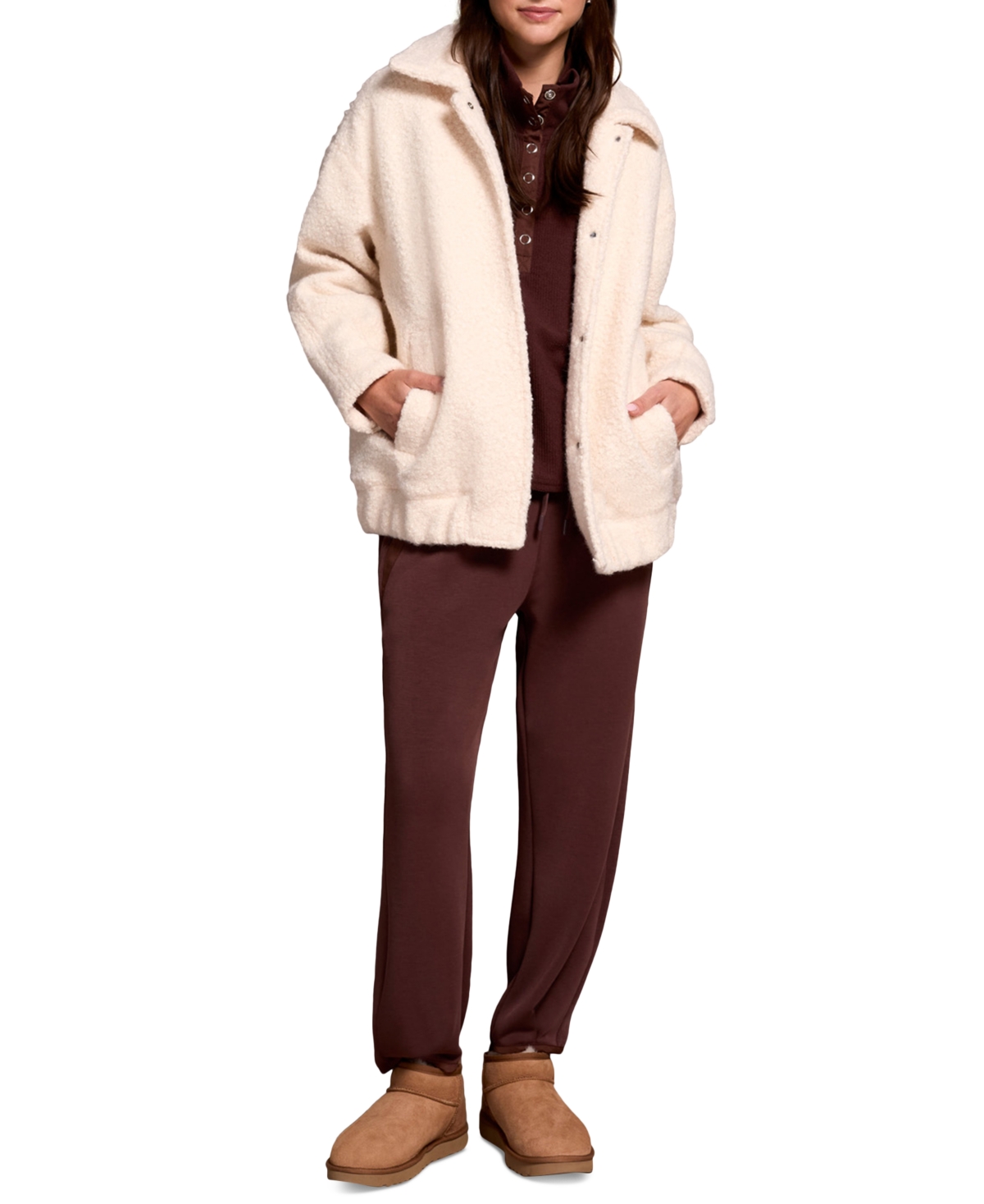Click here for Tribal Womens Soft Boucle Bomber Jacket with Hidde... prices