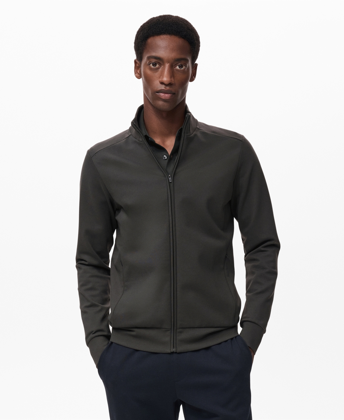 Click here for Mango Mens Regular-Fit Technical Sweatshirt - Dark... prices